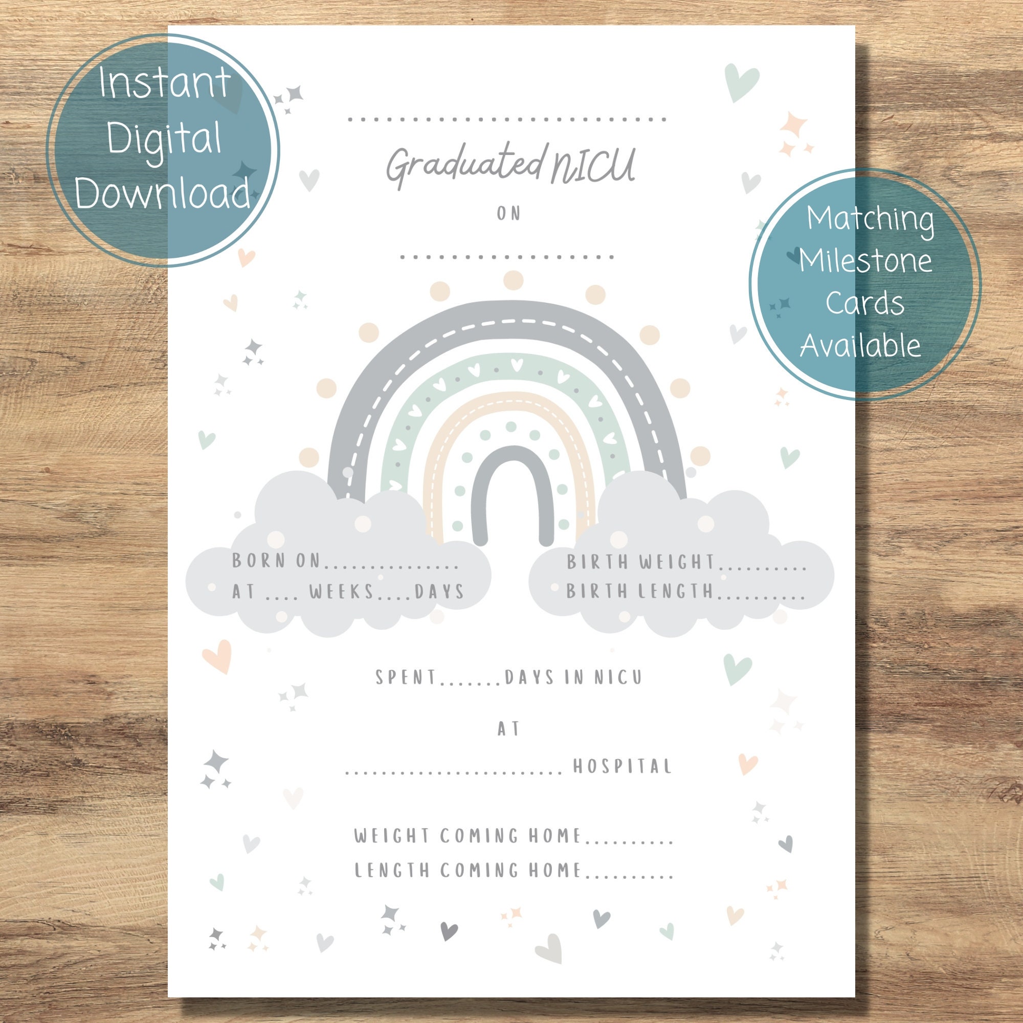 NICU Graduate Certificate, NICU Grad, Preemie Baby NICU Milestone ...