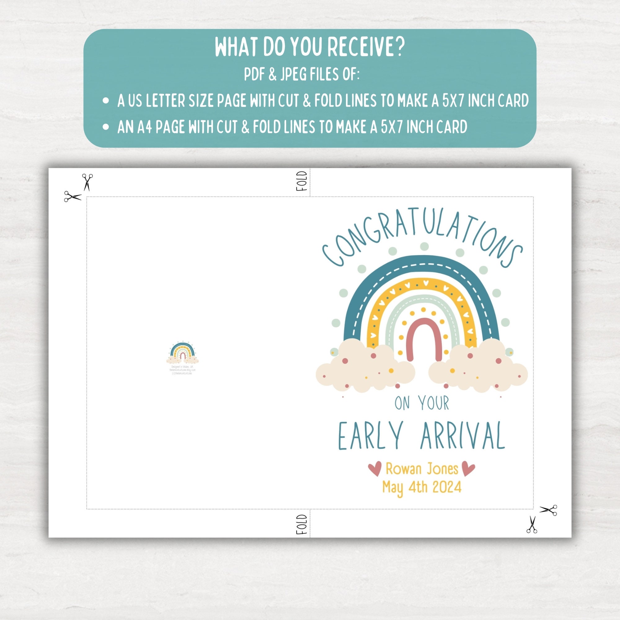 Premature Baby Congratulations Early Arrival Card, Rainbow Birth Card ...