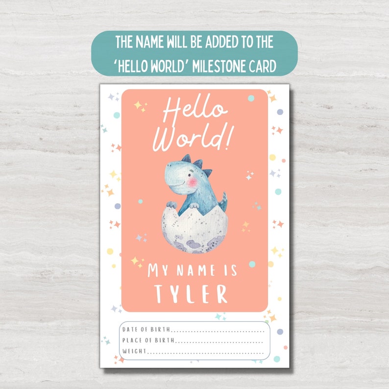 Dinosaur Baby Milestone Cards, Personalised Baby Shower Gift,baby Month ...