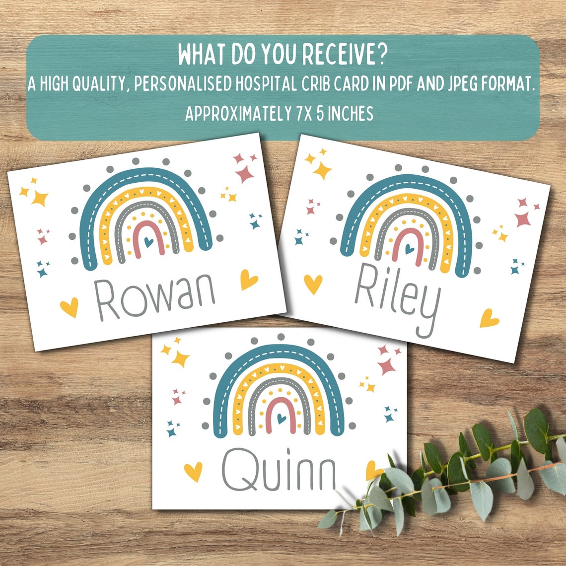 Baby Name Card for NICU Incubator, Preemie Isolette, Rainbow Baby Name ...