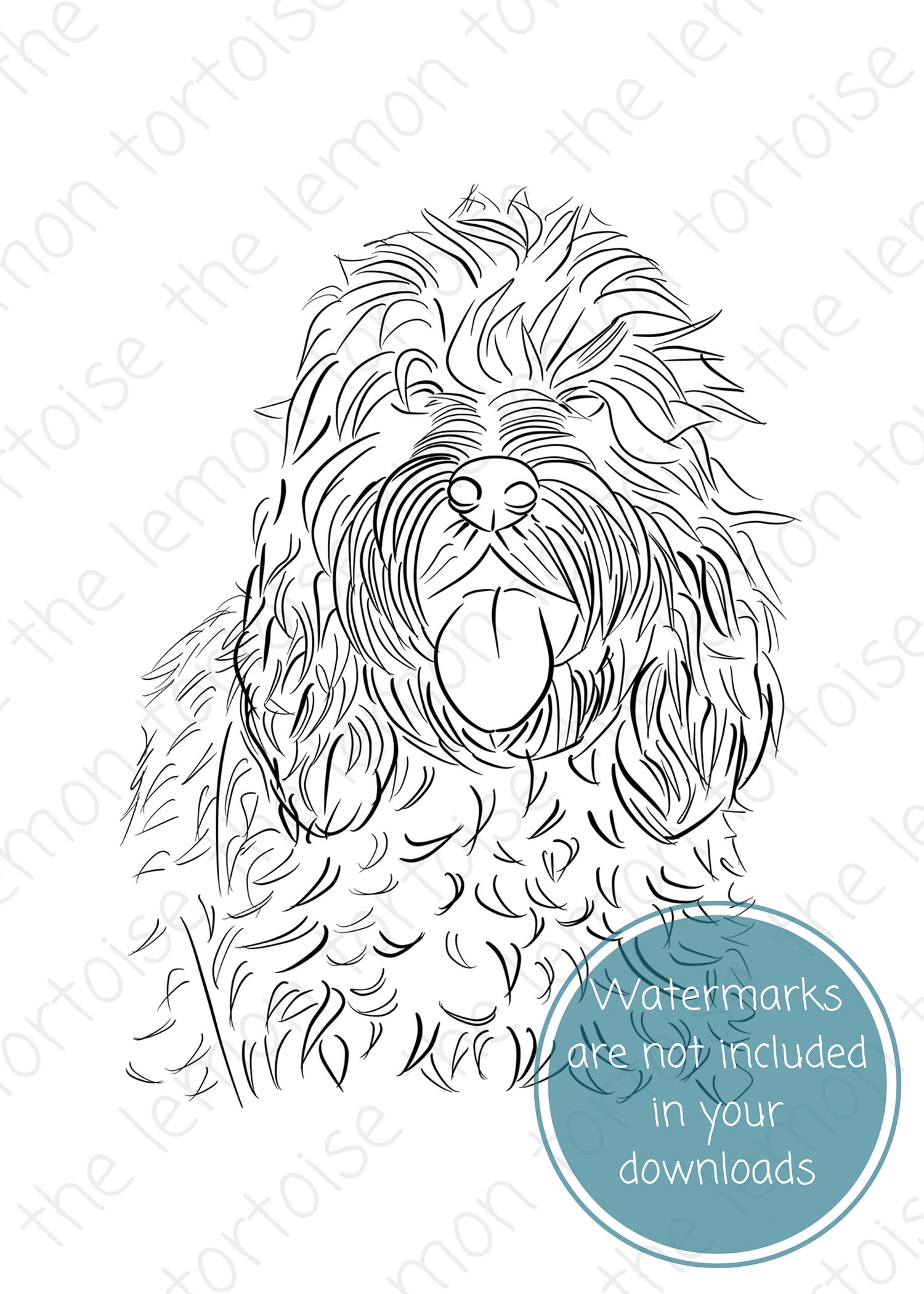 Cockapoo Dog Line Art Black and White Minimalist Print - Etsy
