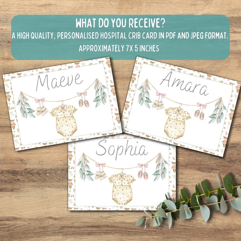 Baby Name Card for NICU Incubator, Preemie Isolette, Hospital Crib Cot ...