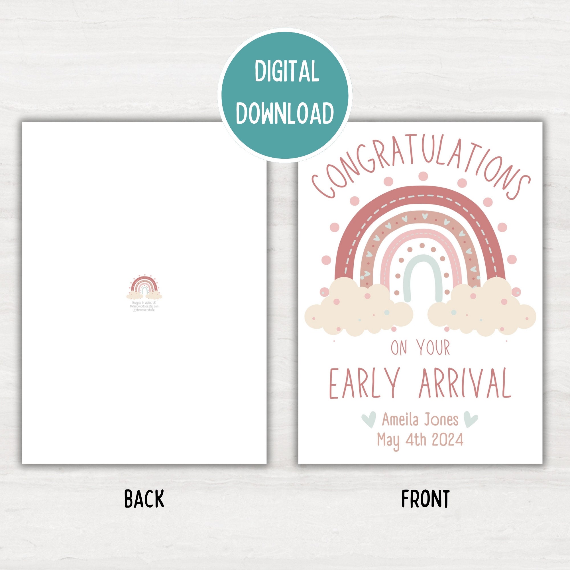 Premature Baby Girl Congratulations Early Arrival Card, Rainbow Birth ...