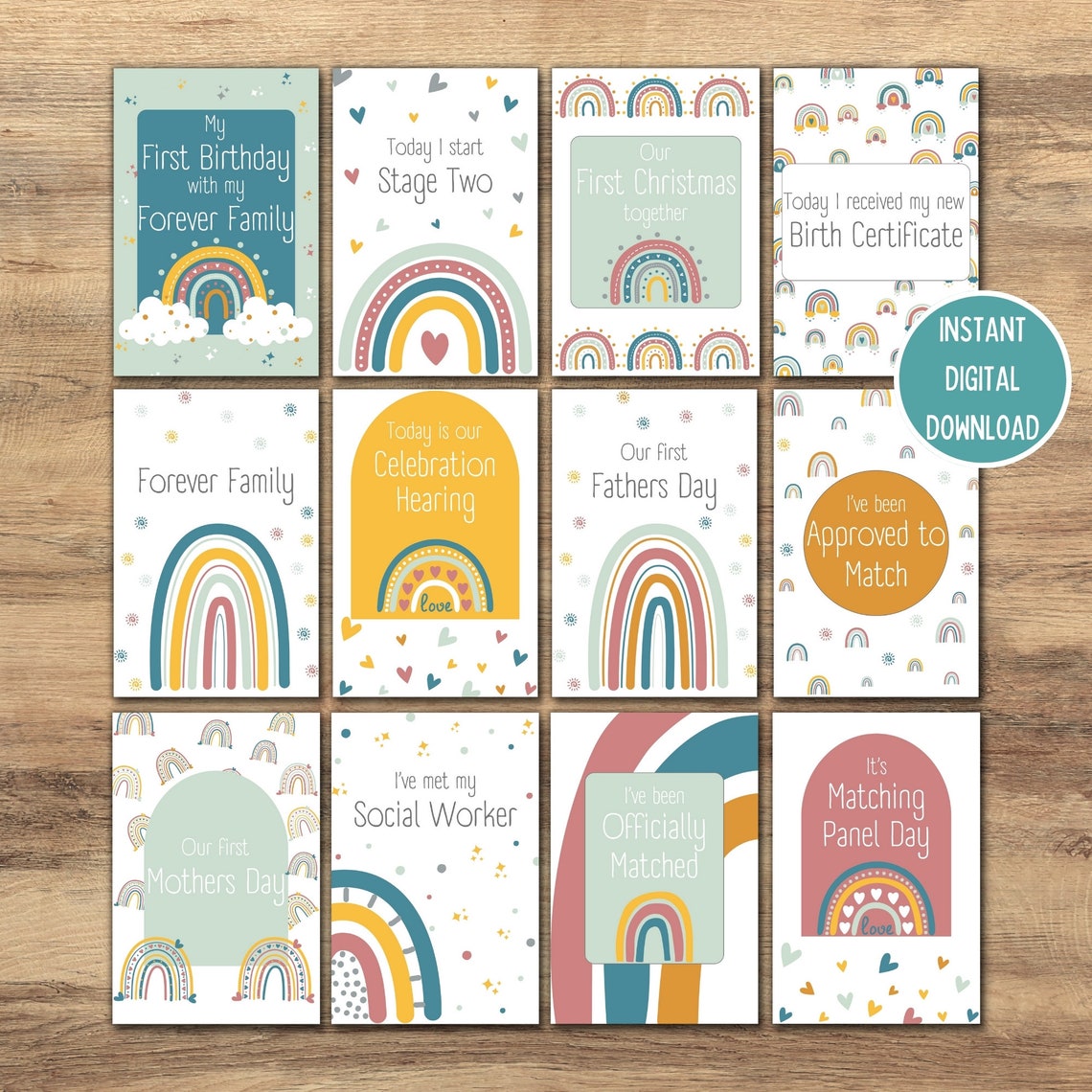 Adoption Milestone Cards for Single Adopter: Rainbow Theme, Adoption ...