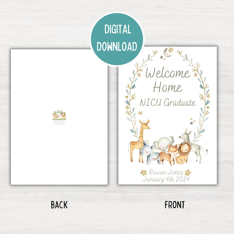 Welcome Home NICU Graduate Card: Safari Animal Theme Baby ...