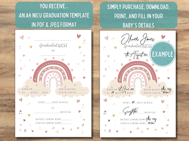 NICU Graduate Certificate, NICU Grad, Preemie Baby NICU Milestone, Pink ...