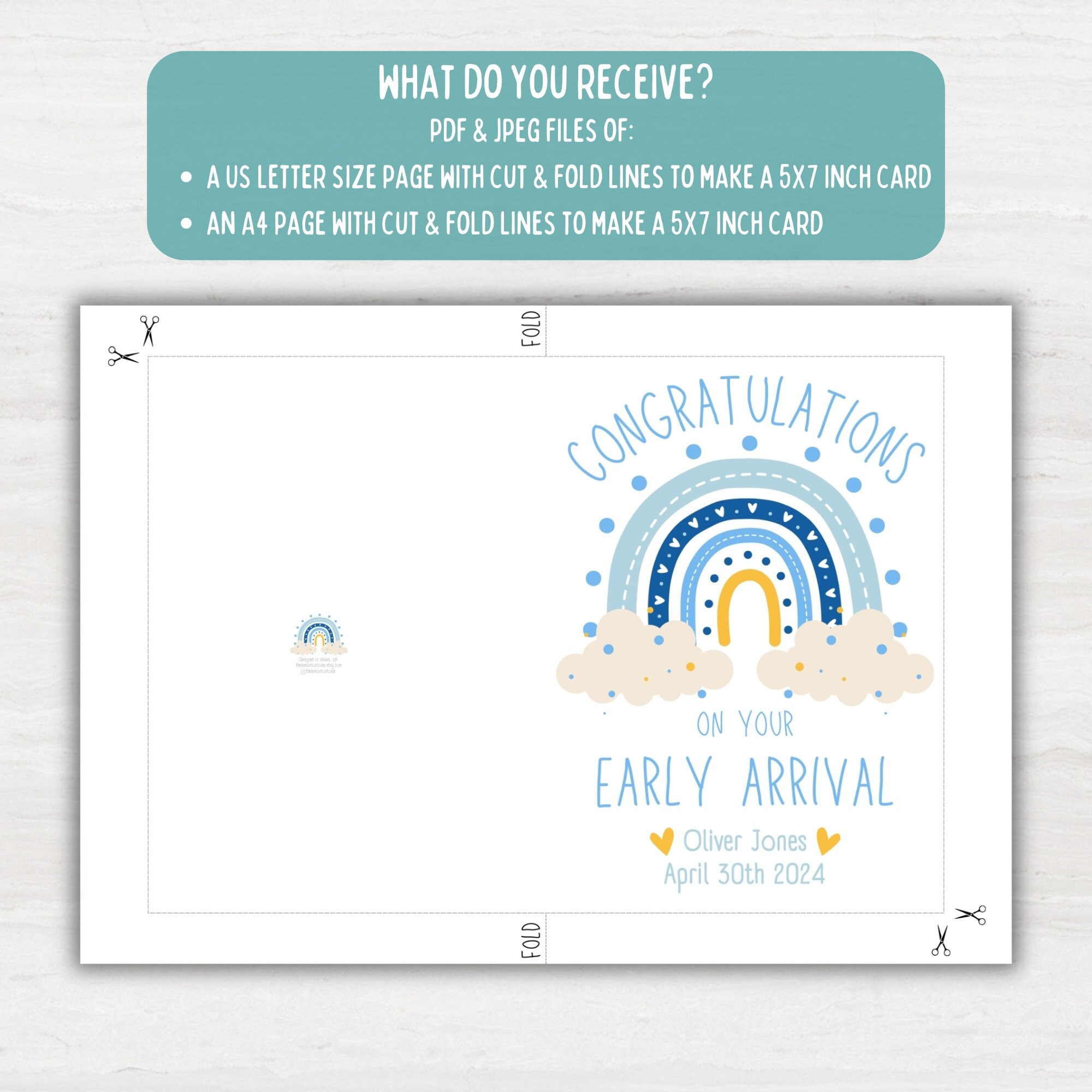 Premature Baby Boy Congratulations Early Arrival Card, Rainbow Birth ...