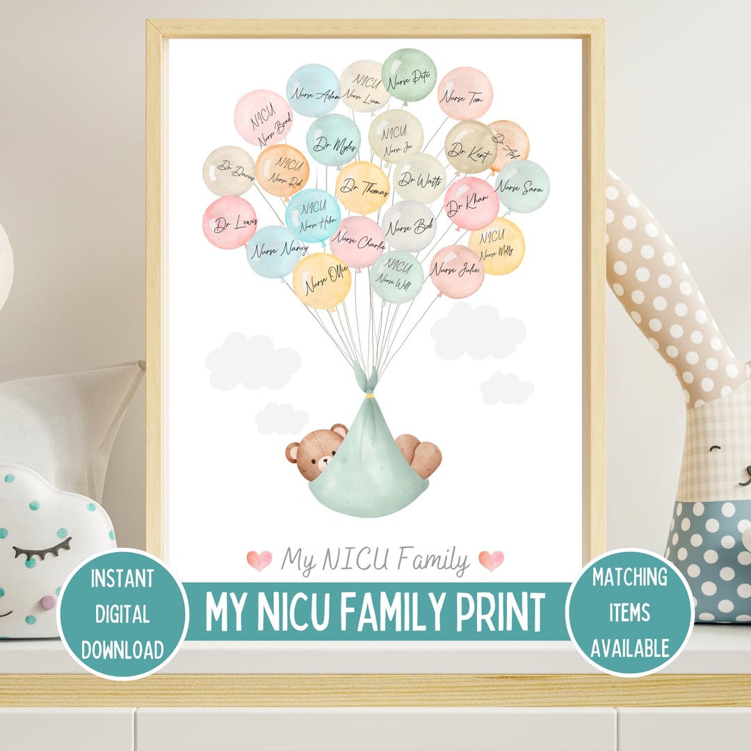 My NICU Family Sign for Hospital Staff Signatures, Teddy Bear Keepsake ...