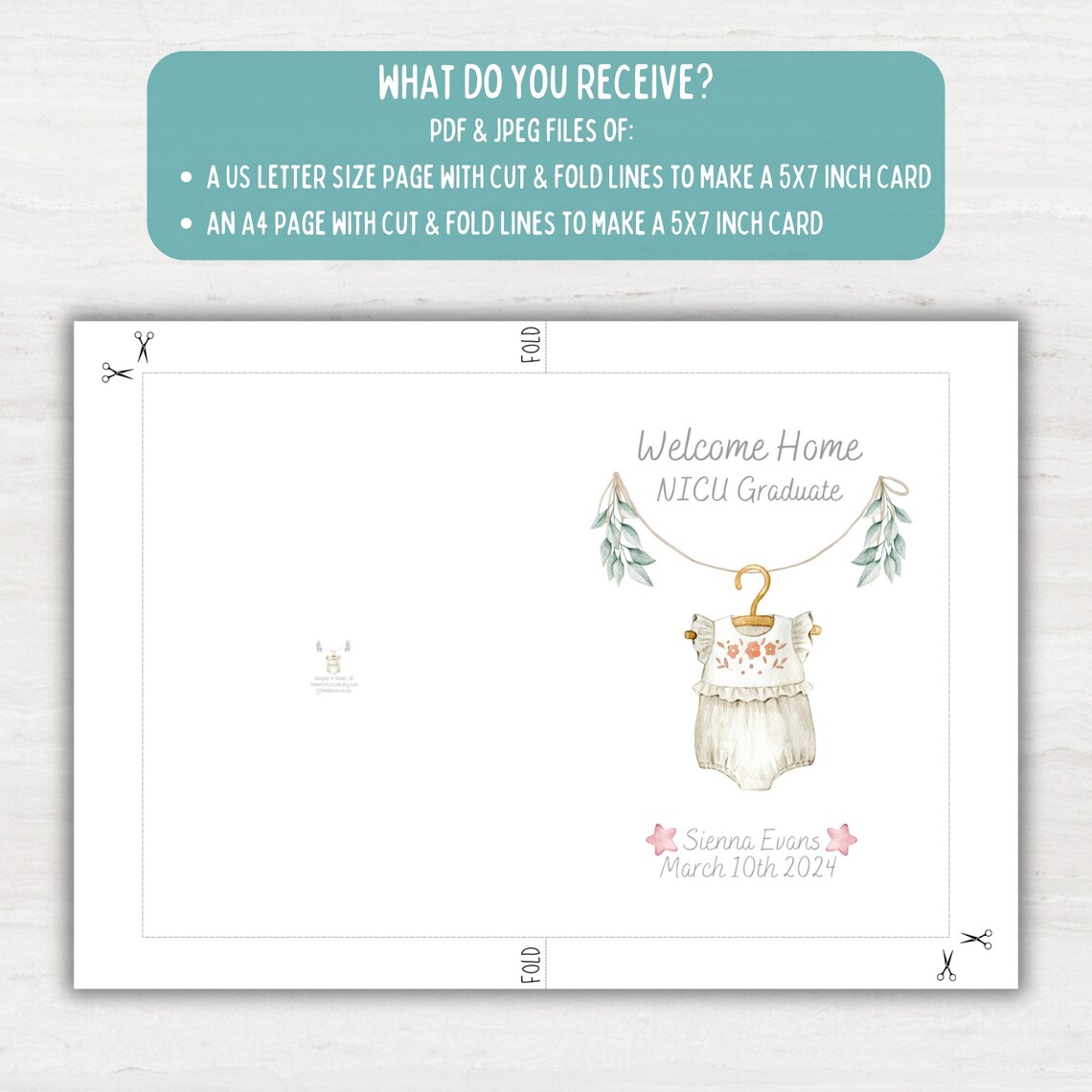 Welcome Home NICU Graduate Card: Personalised Baby Girl Congratulations ...