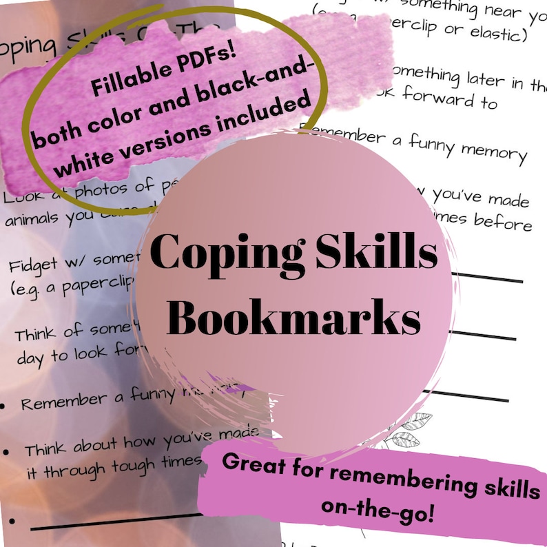Bookmarks: Coping On-the-go PRINTABLE and FILLABLE - Etsy
