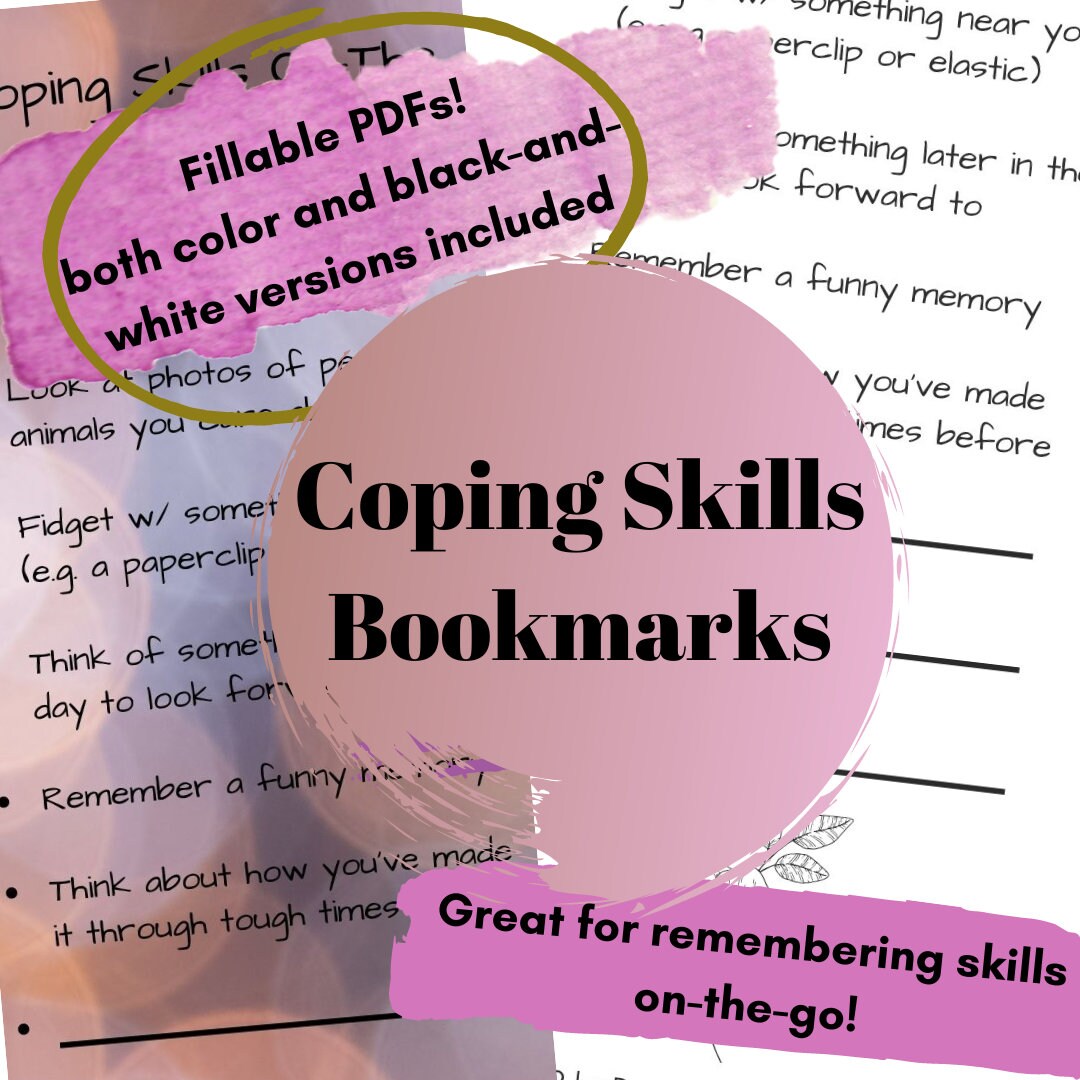 Bookmarks: Coping On-the-go! (PRINTABLE and FILLABLE) Therapy Activity ...