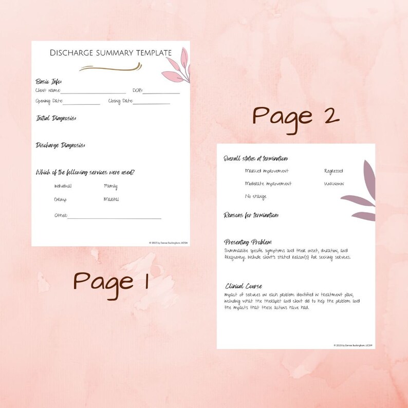 Discharge Summary Template - Etsy