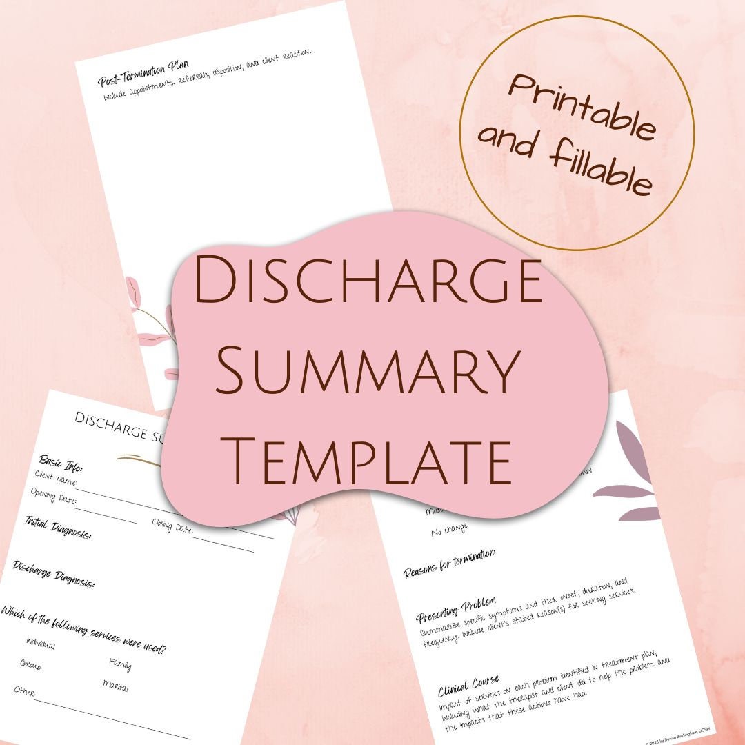 Discharge Summary Therapy Template Instant Download - Etsy
