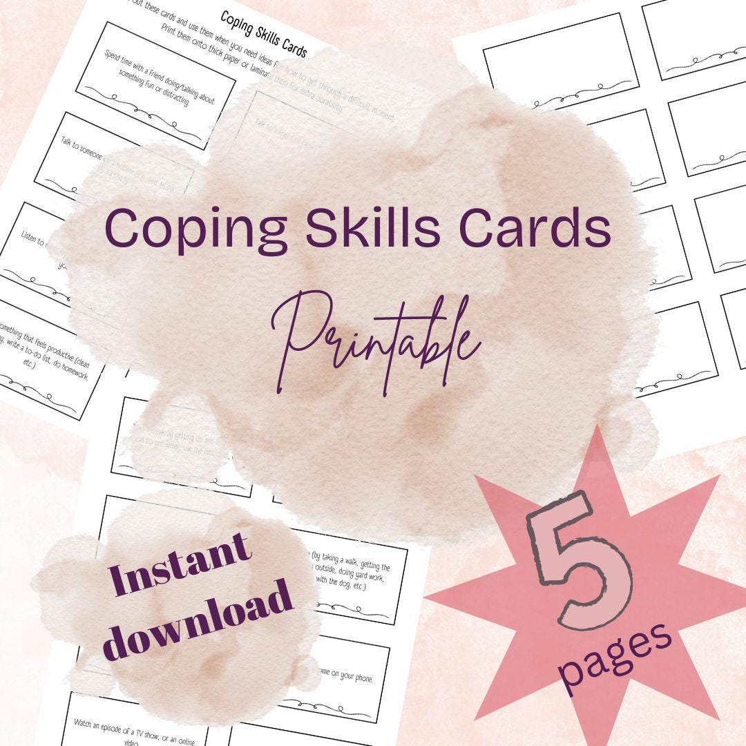 Coping Skills Card Therapy Activity Instant Download - Etsy