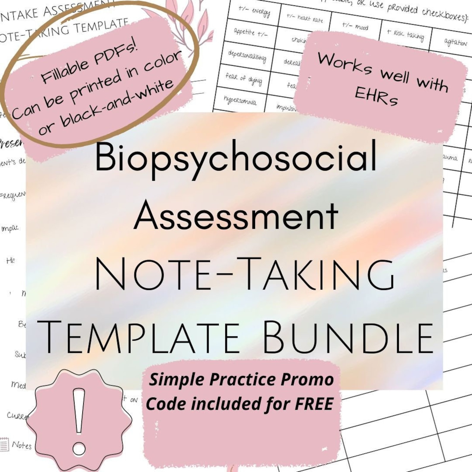 Biopsychosocial Assessment Template BUNDLE Instant Download - Etsy