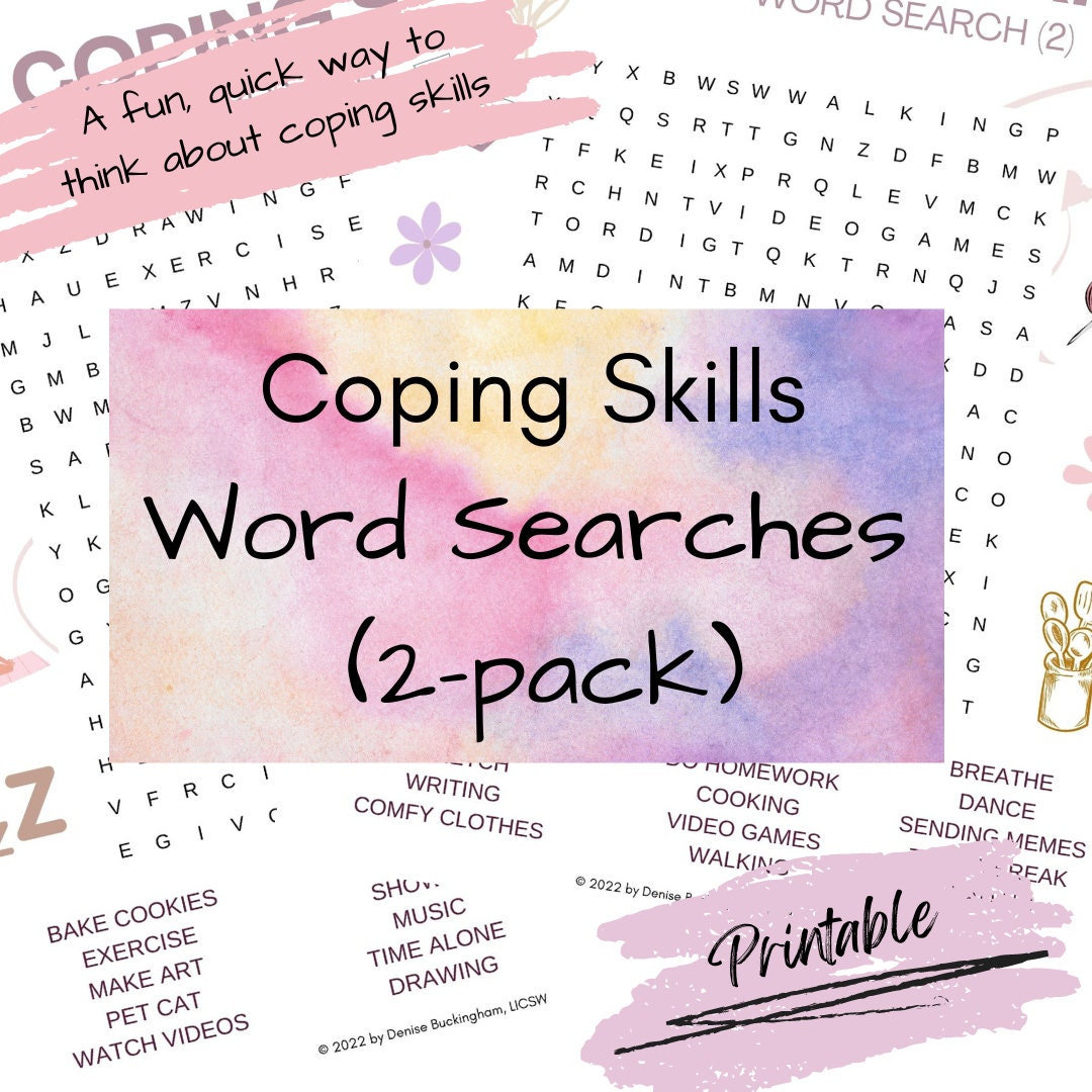 Coping Skills Wordsearches (2-pack) Instant Download - Etsy
