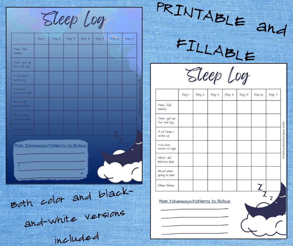 Sleep Log PRINTABLE and FILLABLE - Etsy