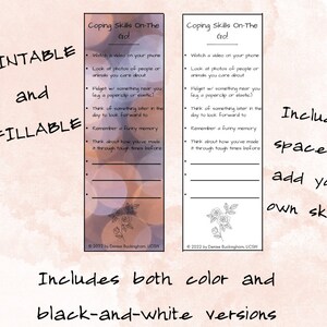 Bookmarks: Coping On-the-go! (PRINTABLE and FILLABLE) Therapy Activity ...