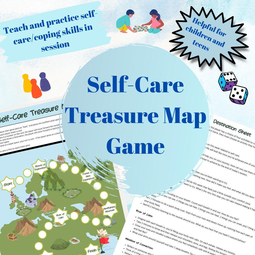 Self-care Treasure Hunt for Coping Skills Therapy Activity (board Game ...