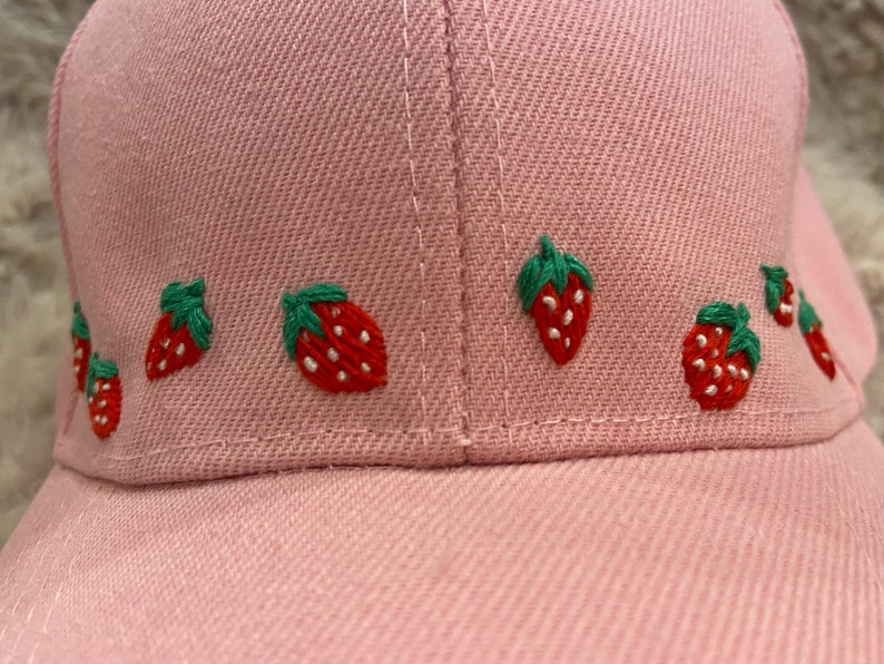 Embroidered Strawberry Hat - Etsy