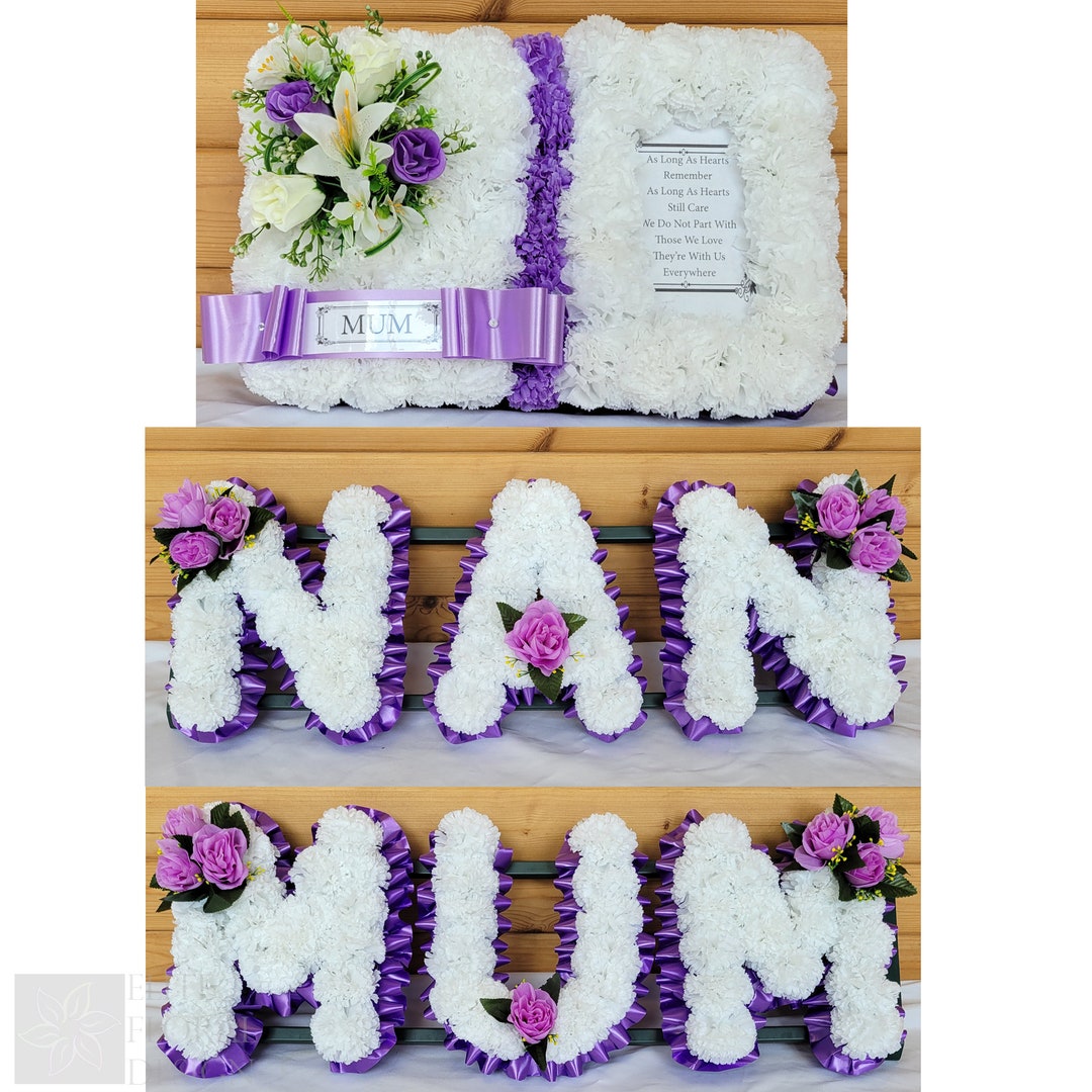MUM NAN Open BOOK Funeral Flowers Artificial Tribute Wreath Silk ...