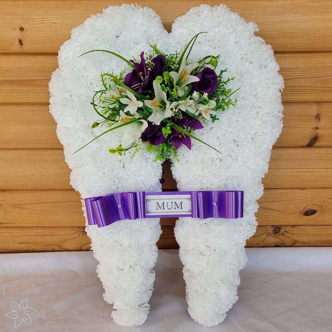 Angel Wings Funeral Flowers Artificial Tribute Wreath Silk Grave ...