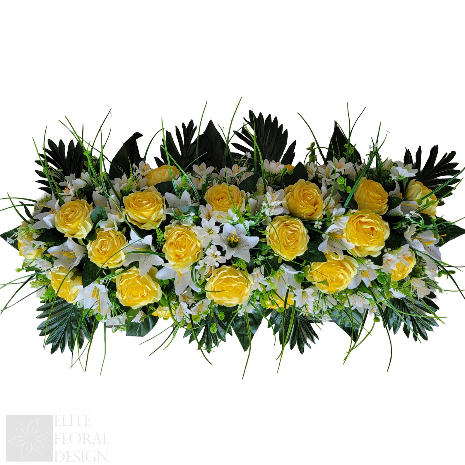 Funeral Flowers Casket Coffin Spray Tribute Wreath Artificial Silk ...