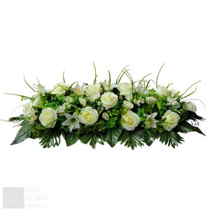 Casket Coffin Spray Funeral Flowers Artificial Silk Tribute Wreath ...
