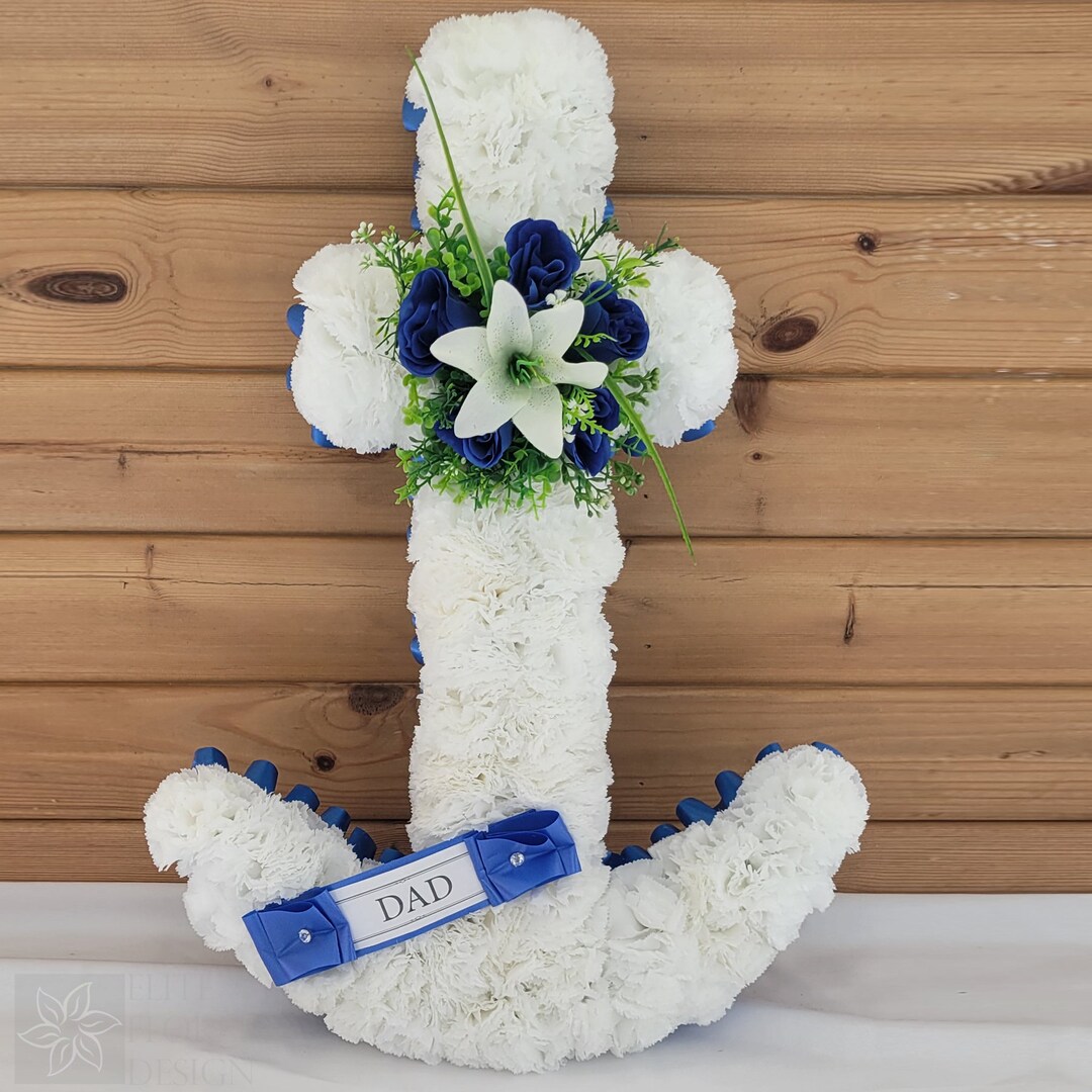 Anchor Funeral Flowers Artificial Tribute Wreath Silk Grave Memorial ...