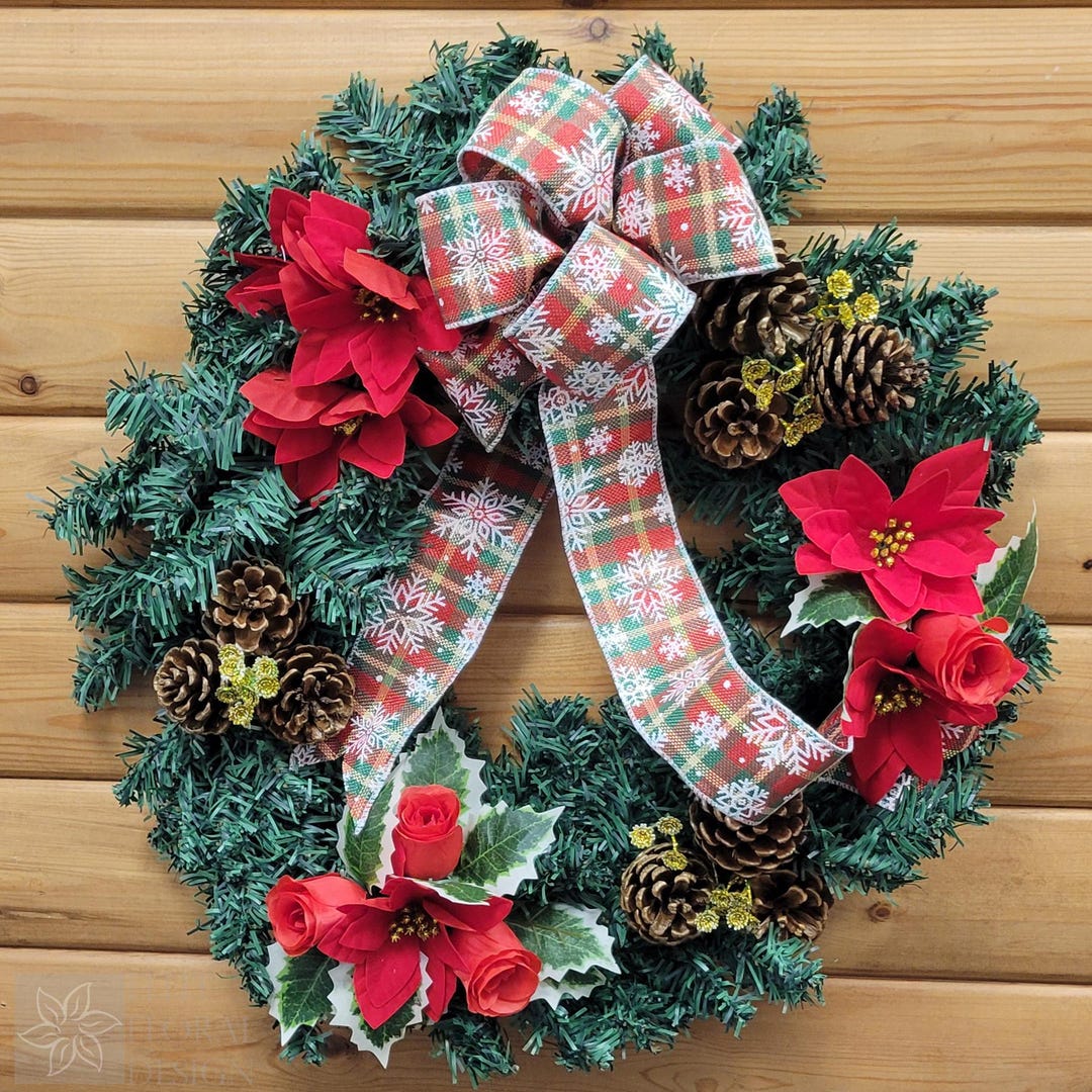 Christmas Door Wreath Hanging Xmas Decoration Green Pine Artificial ...