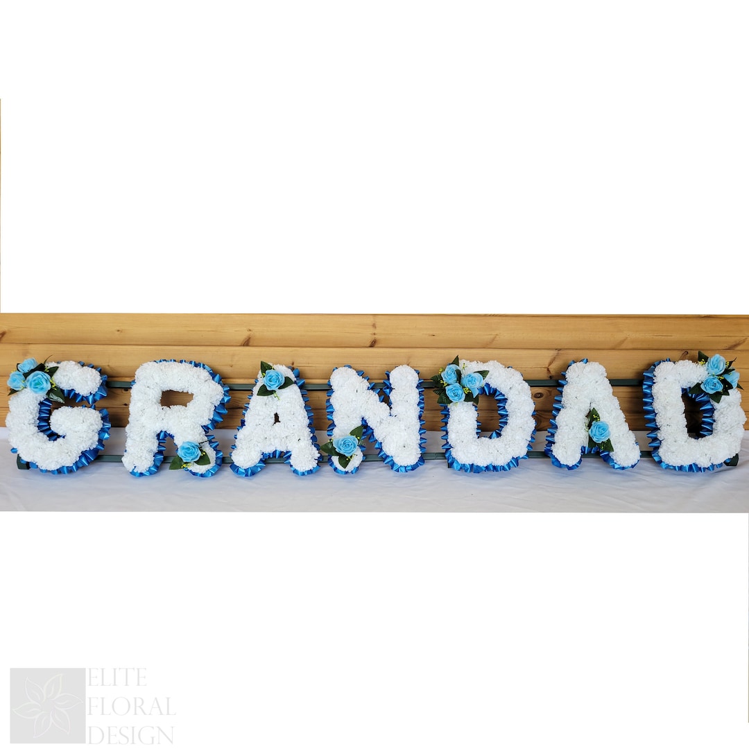 GRANDAD Funeral Flowers Artificial Tribute Wreath Silk Grave Memorial ...