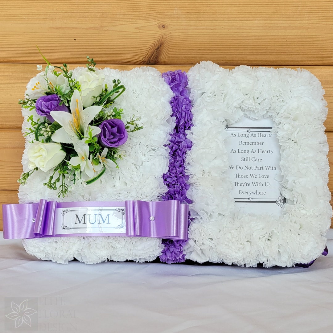 Open Book Funeral Flowers Artificial Tribute Wreath Silk Grave Memorial ...