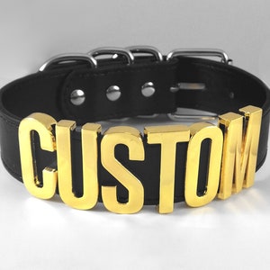 Customized Choker Collar Necklace, Leather Personalized Name Choker ...