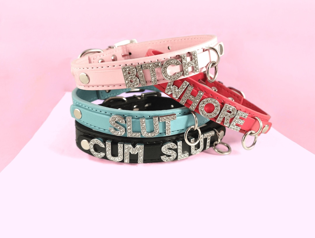 Custom, SLUT, DADDY or PUDDIN Thick Collar With Huge Silver Letters ...