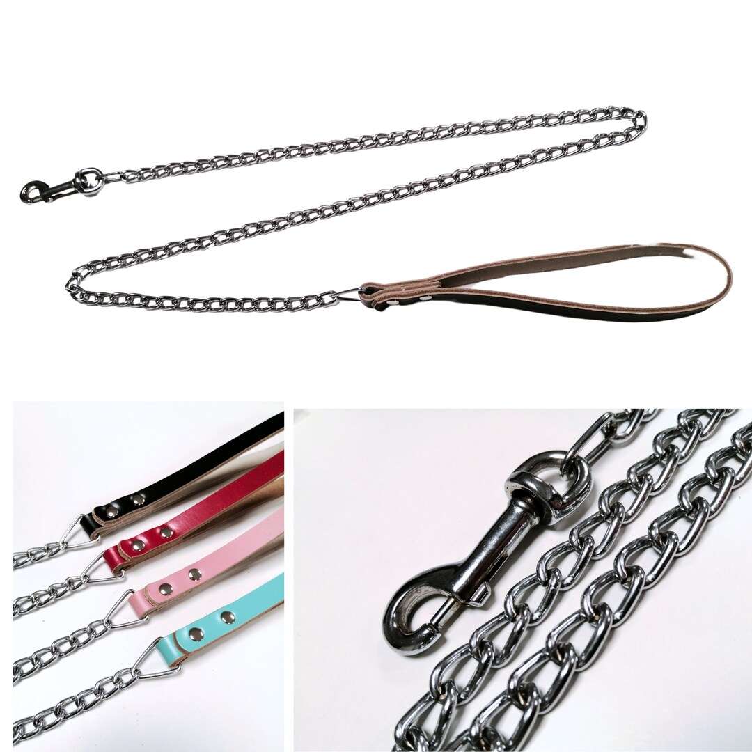 Handmade Heavy Duty Collar Leash, Leather Sub Leash, Chokers Chain ...