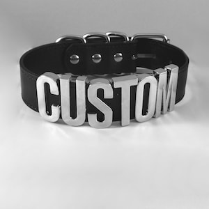 Personalized Faux Leather Choker Collar, Custom Letter Name Necklace - Etsy