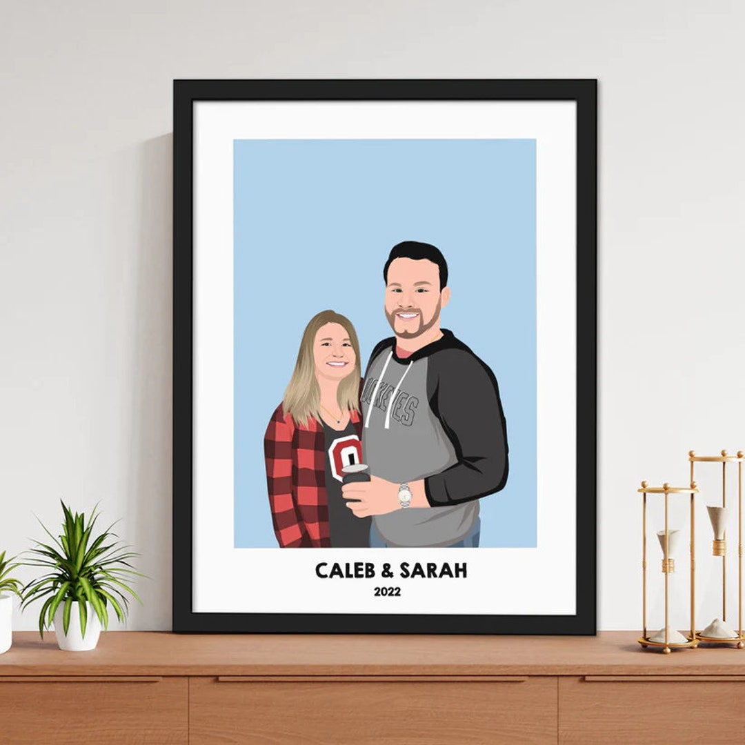 Custom Personalized Names & Dates Couples Portrait - Etsy