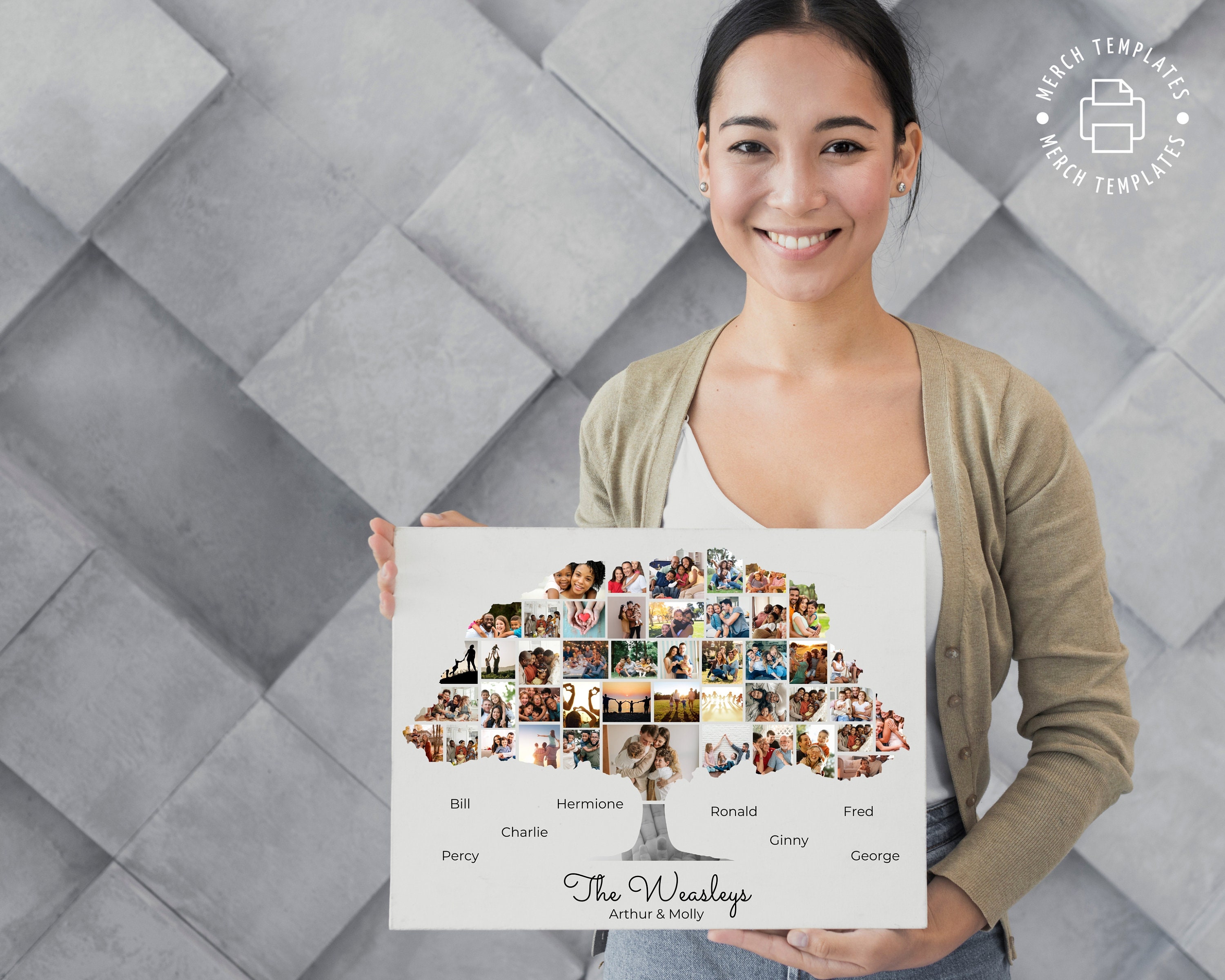 Family Tree Wall Art Family Tree Collage Template Family Tree Custom ...