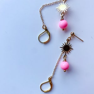 Sunburst Pink Earrings for Loop Earplugs, Sensory Earrings, Earplug ...