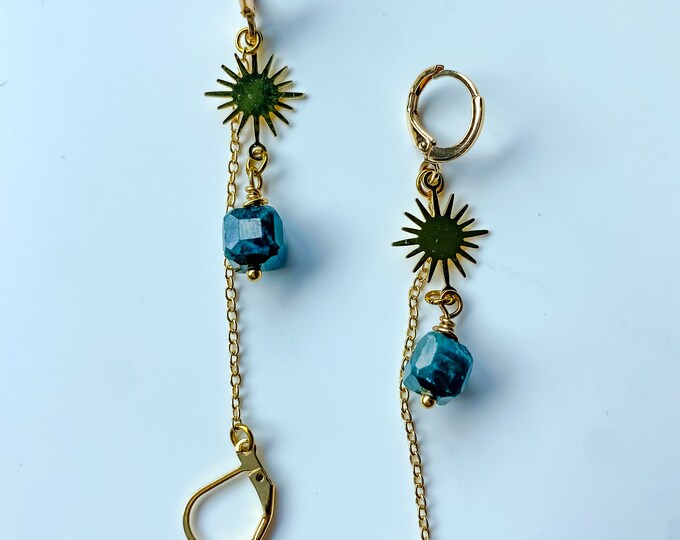 Emerald Sun Burst Earrings for Loop Earplugs, Sensory Earrings, Earplug ...