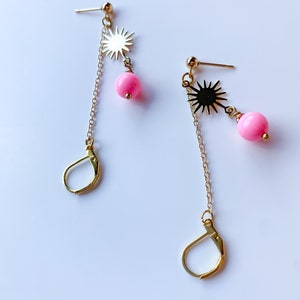 Sunburst Pink Earrings for Loop Earplugs, Sensory Earrings, Earplug ...
