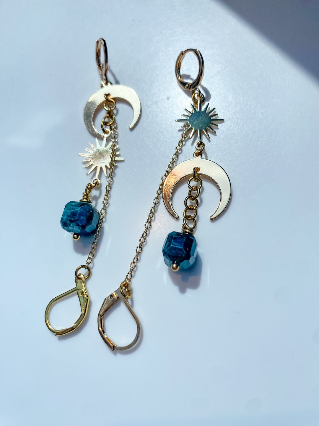 Emerald Sun and Moon Earrings for Loop Earplugs, Sensory Earrings ...