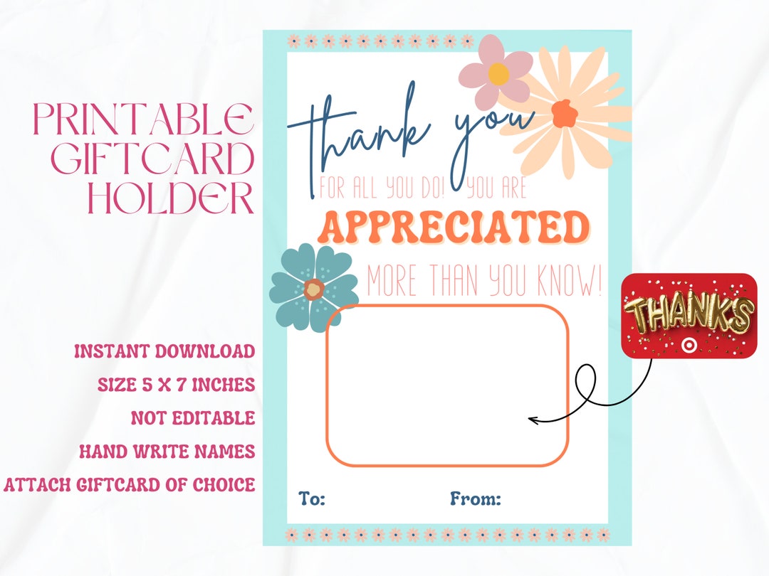 Teacher Appreciation Gift Card Holder, Thank You, Gift Card Holder, You ...