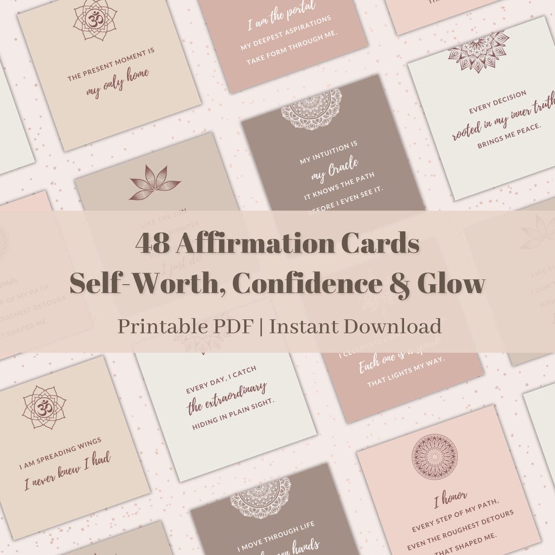 48 Printable Affirmation Cards, Empowerment Self-worth Confidence ...