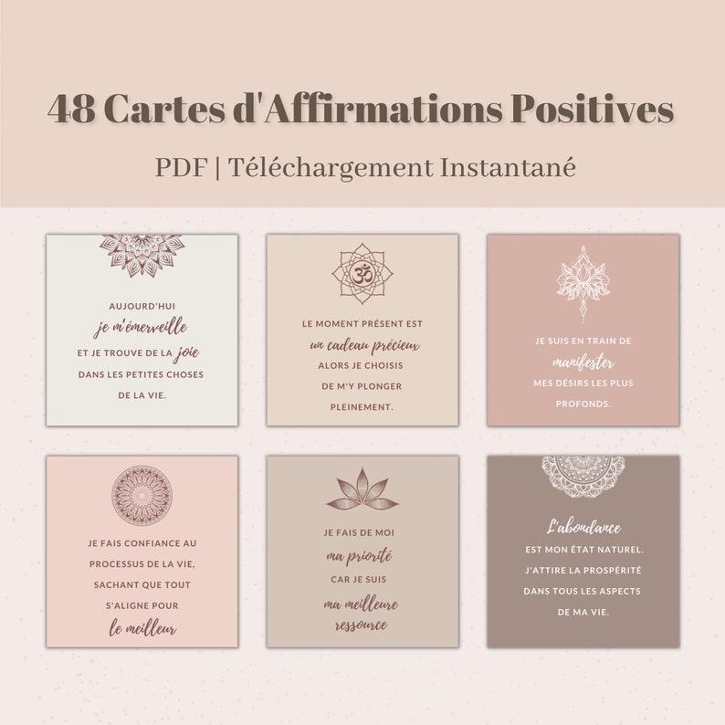 48 Positive Affirmation Cards to Print Mantra Positive Thinking Ritual ...