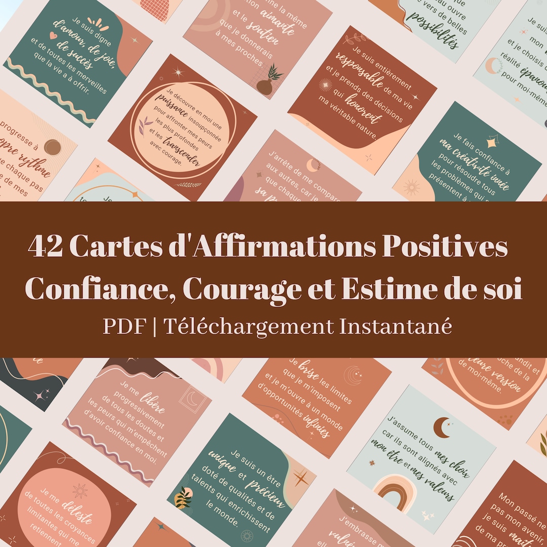42 Cartes Affirmations Positives Confiance, Courage, Estime de soi ...