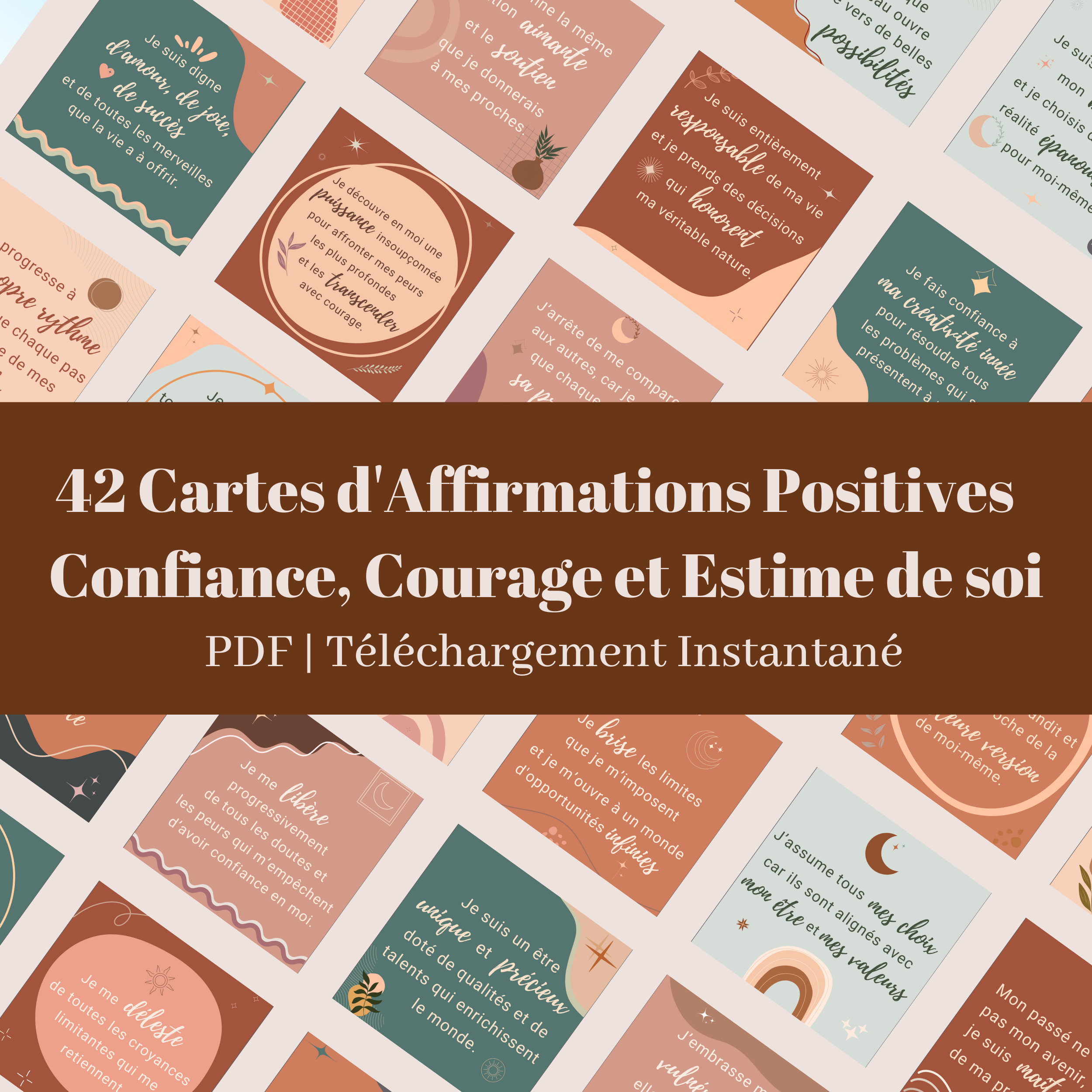 42 Cartes Affirmations Positives Confiance, Courage, Estime de soi ...