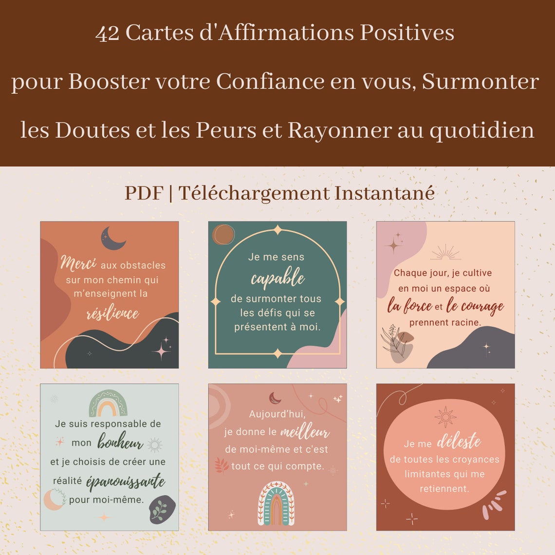 42 Cartes Affirmations Positives Confiance, Courage, Estime de soi ...