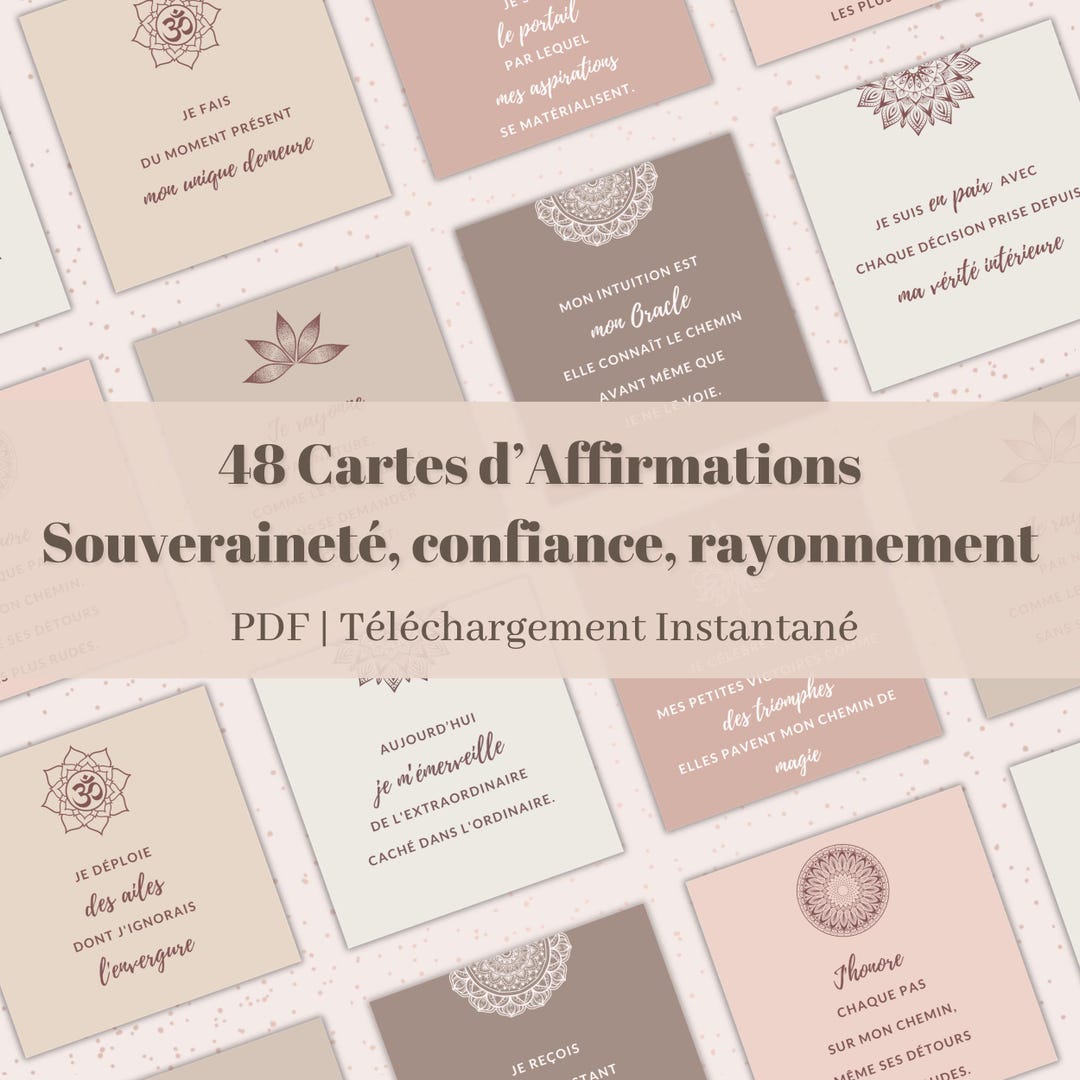 48 Positive Affirmation Cards in French | Printable PDF | Gratitude ...