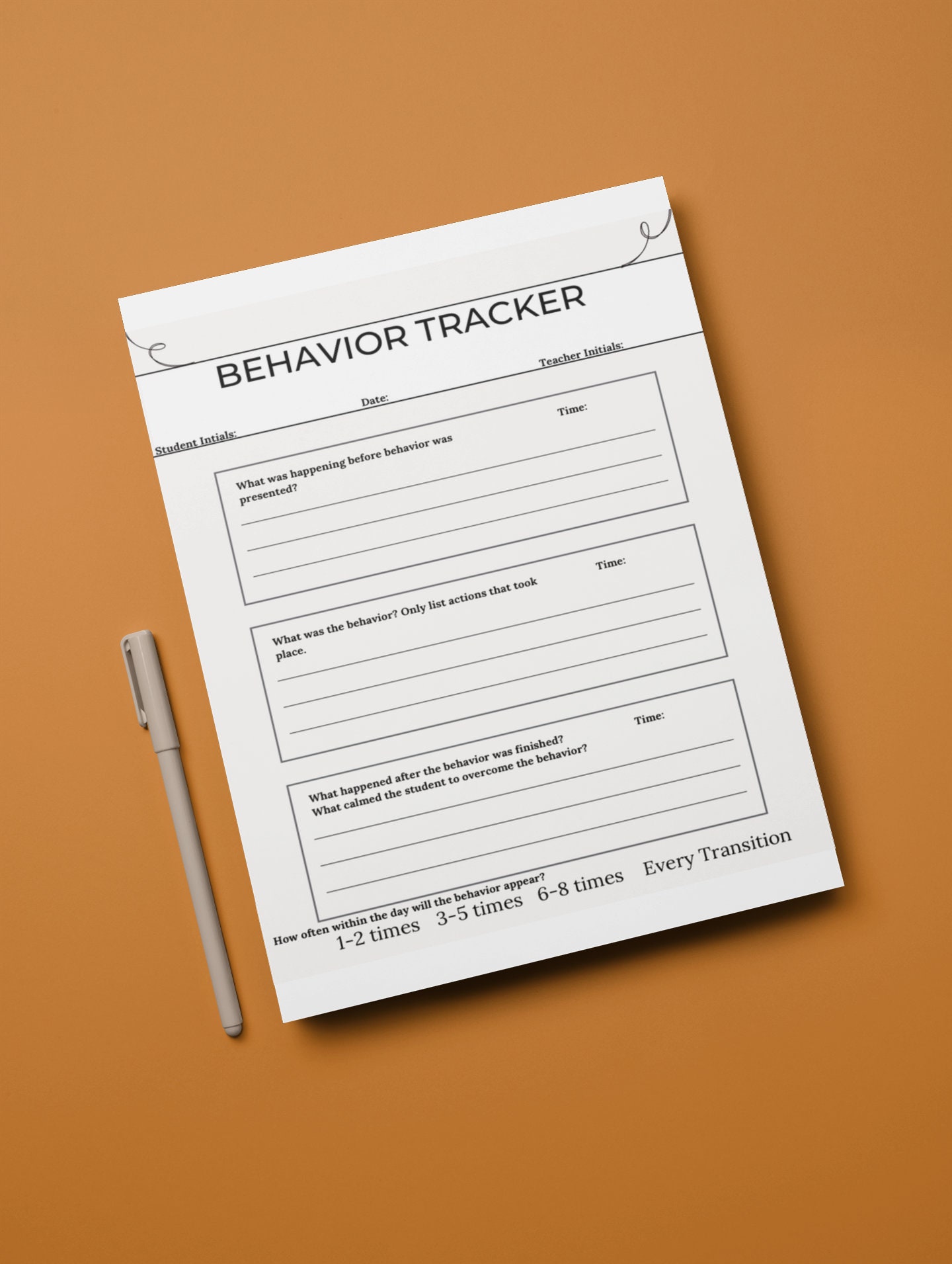 Behavior Tracker, Instant Download, Printable - Etsy